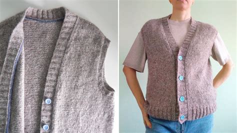 Женский жилет спицами Ч 3 Обработка пройм планка ложной кетлевкой в карман отверстие для