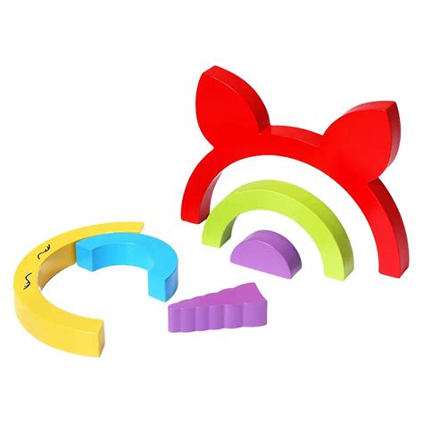 안전하고 부드러운 무지개 스태커 나무 블록 장난감 어린이용 나무 무지개 스태킹 1 세 이상 학습 Aliexpress