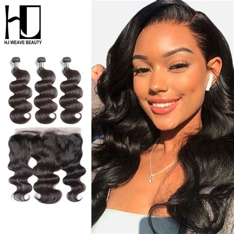 Buy Hj Weave Beauty Human Hair Bundles With Frontal Body Wave Brazilian Hair