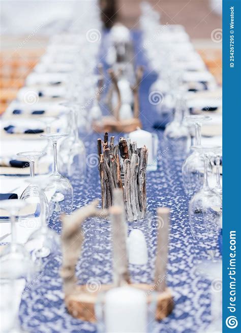 Vertical Shot Of The Wedding Table Setting Stock Image Image Of Glasses Wedding 254267295