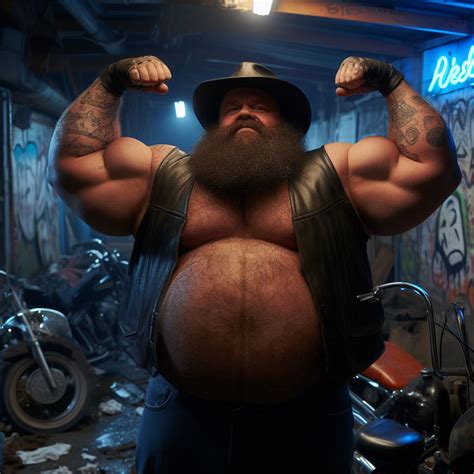 Beer Bellied Biker Brute Flexing By Sbanon On Deviantart