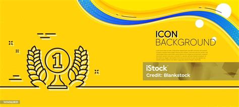 수상자 수상 라인 아이콘입니다 수상자 상금 기호 최소 라인 노란색 배너 벡터 Championship에 대한 스톡 벡터 아트 및