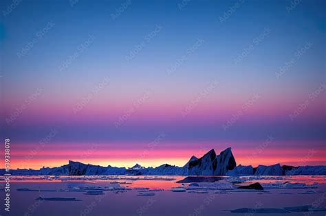 Arctic nature landscape with icebergs in Greenland icefjord with ...