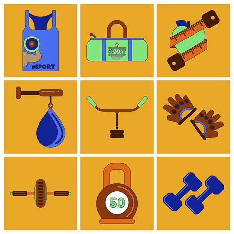 평면 디자인 체육관 벡터 아이콘 세트 Eps Ai Uidownload