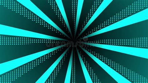 Modern Comic Style Central Concentrated Rotating Lines Cyan Futuristic Radial Background Stock