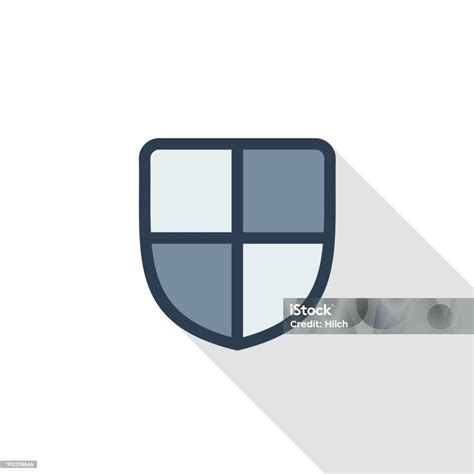 방패 안전 및 보호 선 평면 색상 아이콘입니다 선형 벡터 기호입니다 화려한 긴 그림자 디자인입니다 1에 대한 스톡 벡터 아트 및 기타 이미지 Istock