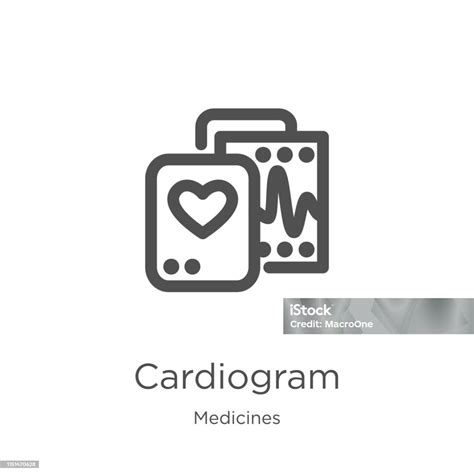 의약품 컬렉션에서 심전도 아이콘 벡터 얇은 라인 심전도 개요 아이콘 벡터 일러스트 레이 션입니다 웹 사이트 디자인 및 모바일 앱 개발을 위한 윤곽 얇은 라인 심전도 아이콘
