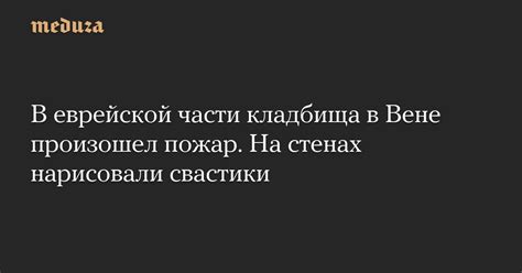 В еврейской части кладбища в Вене произошел пожар На стенах нарисовали свастики — Meduza
