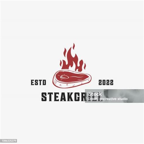 스테이크 쇠고기 빈티지 로고 벡터 일러스트 스테이크 하우스 비스트로 쇠고기 레스토랑 로고 템플릿에 적합합니다 벡터 쇠고기 로고 요소 소고기에 대한 스톡 벡터 아트 및 기타
