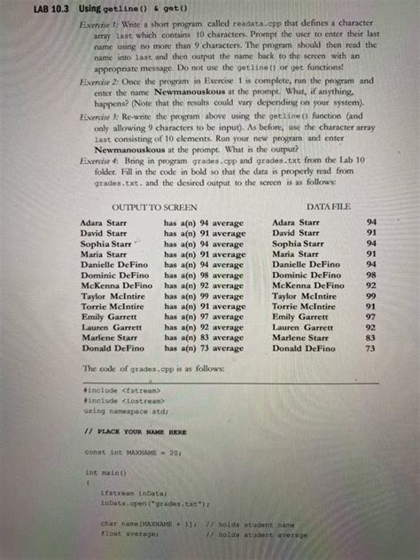Solved B 103 Using Getline And Got Exencise 1 Write A