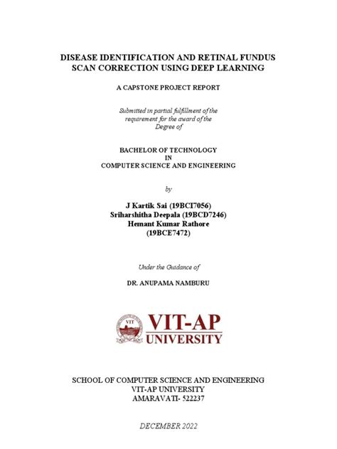 Disease Identification And Retinal Scan Correction Using Deep Learning Techniques Project Report
