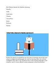 Best Python Libraries For Machine Learning Pdf Best Python Libraries For Machine Course Hero