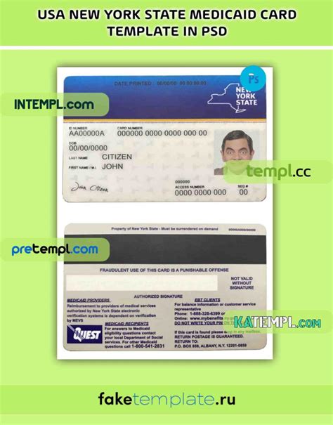 Usa New York Medical Card Psd Download Template