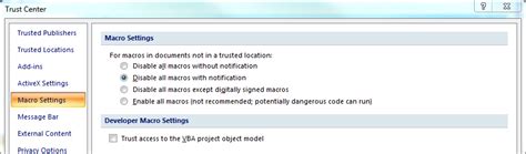 Macro Security Settings In Excel 2007 And 2010 Softartisans