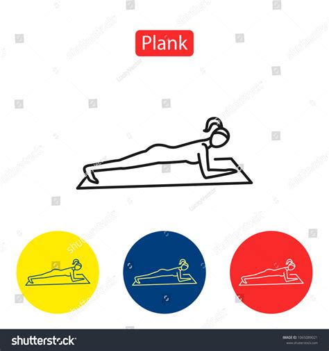 Plank Line Fit Icons Girl Doing Stock Vector Royalty Free 1065089021