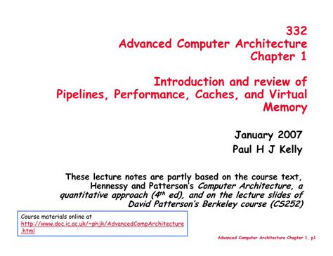 Pdf 332 Advanced Computer Architecture Introduction Architecturelecture1pdfadvanced