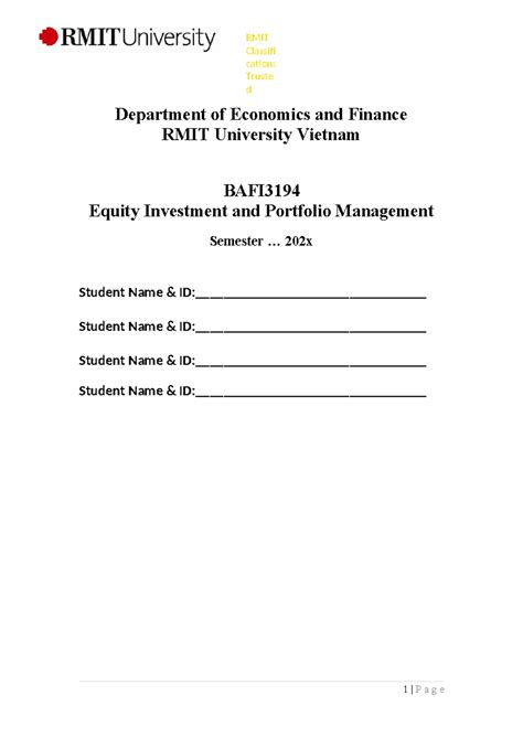Report Assignment Classifi Cation Truste D Department Of Economics