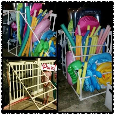 Diy Pvc Pool Float Organizer Fast And Easy To Make 7 9y O Built With Help Pool Float Storage