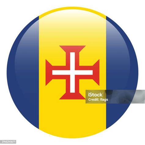 마데이라 깃발 플래그 아이콘입니다 표준 색상 원 아이콘 플래그입니다 3d 일러스트레이션입니다 컴퓨터 일러스트레이션 디지털 일러스트레이션 벡터 일러스트 레이 션입니다 0명에