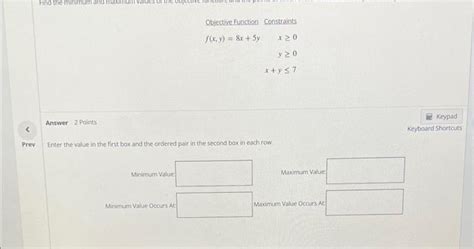 Solved Objective Function Constraints