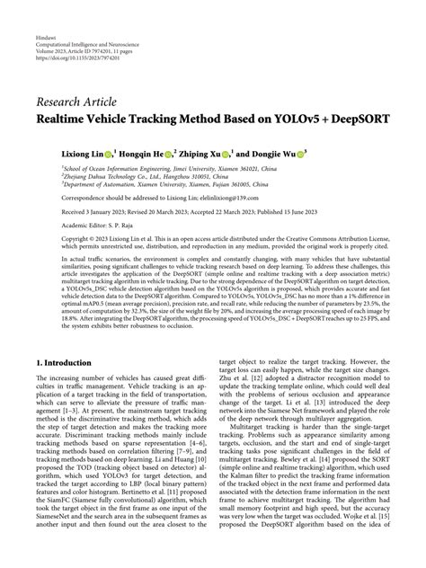 Pdf Realtime Vehicle Tracking Method Based On Yolov5 Deepsort