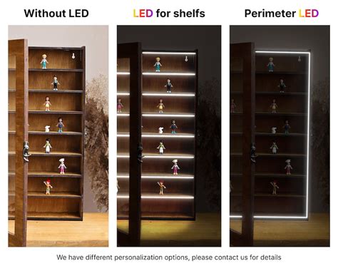 Led Wood Display Case Display Shelves Organizer Display Etsy