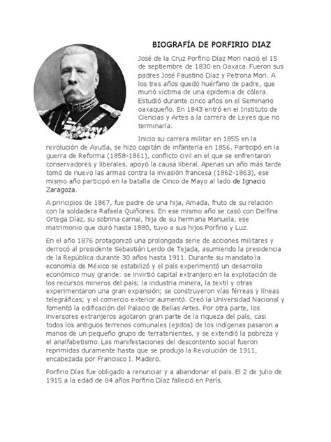 Biografía De Porfirio Diaz Pdf