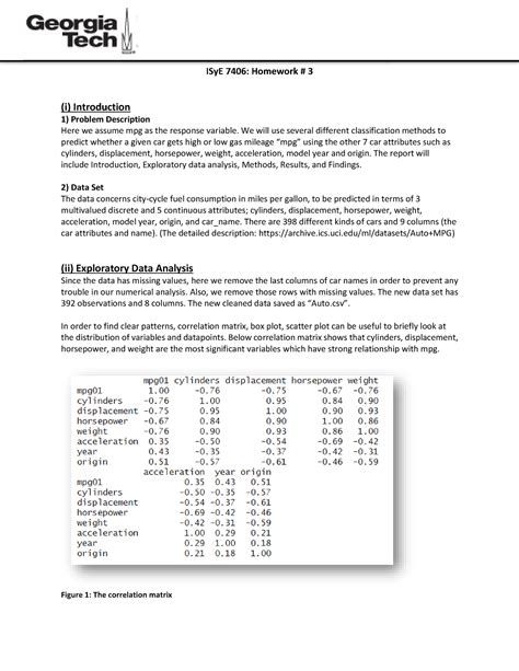 HW Report HW SOLUTION ISyE Homework I Introduction Problem Description Here