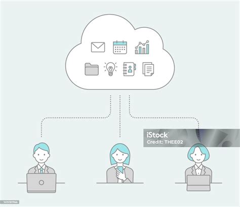 랩톱과 스마트폰 태블릿에서 클라우드 컴퓨팅을 사용하는 비즈니스 사람들의 이미지 Brand Name Smart Phone에 대한 스톡 벡터 아트 및 기타 이미지 Brand