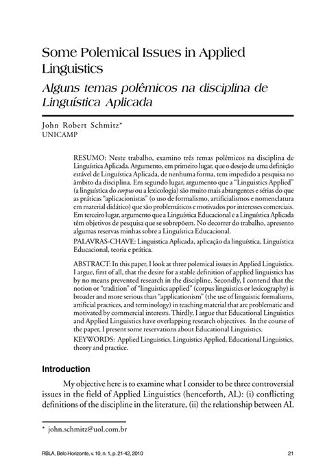 Pdf Some Polemical Issues In Applied Linguistics