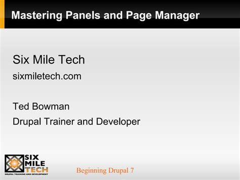Mastering Drupal Panels Ppt