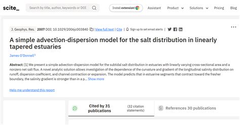 A Simple Advection‐dispersion Model For The Salt Distribution In