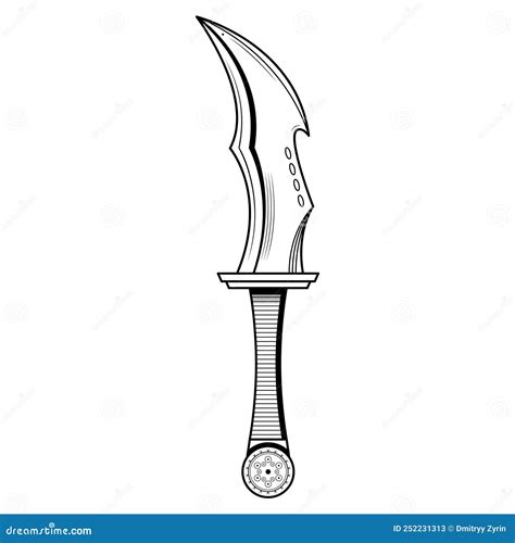 Abstract Black Simple Line Metal Sword Knife Dagger Blade Weapon Doodle Outline Element Vector