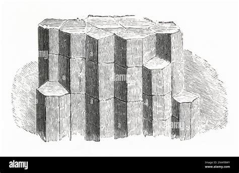 A Drawing Of The Hexagonal Columns Created By Cooling Pattern In Basalt