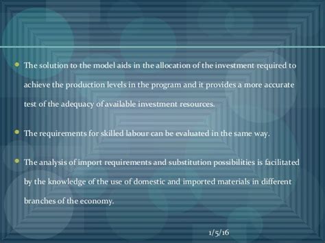 Input Output Model Of Economic Development