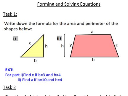 Algebraic Solving Forming And Solving Equations Worksheets Teaching Resources