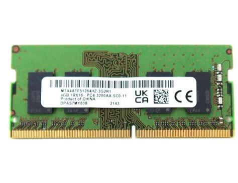 Модуль оперативной памяти Micron 4 ГБ Ddr4 Pc25600 3200 Mhz Cl 22 Mta4atf51264hz 3g2r1 купить