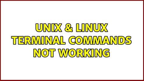 Unix And Linux Terminal Commands Not Working Youtube