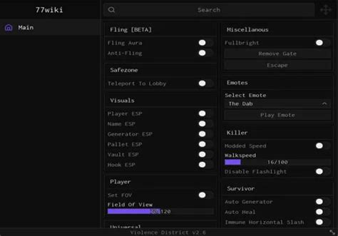 violence district script esp walkspeed modifier fling aura