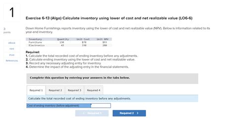 Solved Exercise 6 13 Algo Calculate Inventory Using Lower