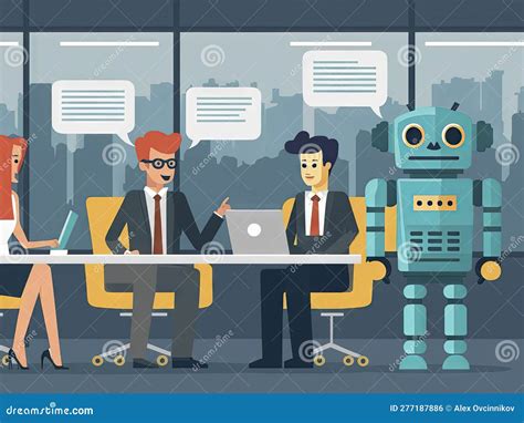Office Chatbot Engaging With Business People Stock Illustration Illustration Of Business