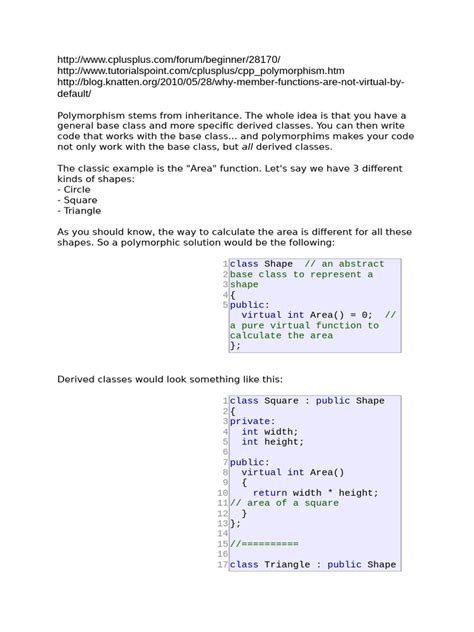 8 polymorphism pdf area inheritance object oriented programming