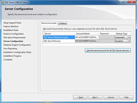 Windows I Am Setting Up Sql Server Express 2008 R2 How Do Service