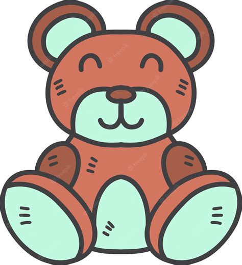 손으로 그린 테디 베어 아이 그림 프리미엄 벡터
