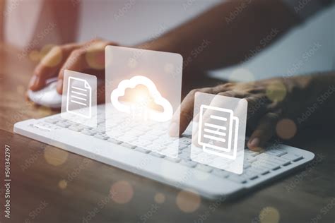 Document Management System Dms Concept Male Hands Operating A Computer To Manage Online That