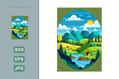 Cricle Vector Landscape Background Graphic By Wanda Design · Creative