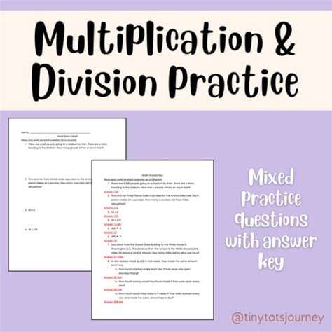 Multiplication And Division Math Practice Problems By Tiny Tots Journey
