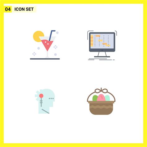 4 Creative Icons Modern Signs And Symbols Of Beach Sequencer Drink Application Critical Editable