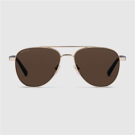Aviator Frame Sunglasses In Light Gold Gucci® Us