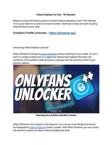 Unlock Onlyfans For Free OF Unlocker